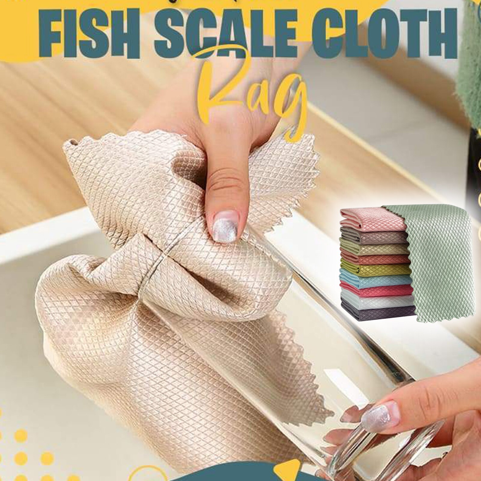 5/10pcs Wave Pattern Fish Scale Cloth Rag 30x40cm ... – Vicedeal