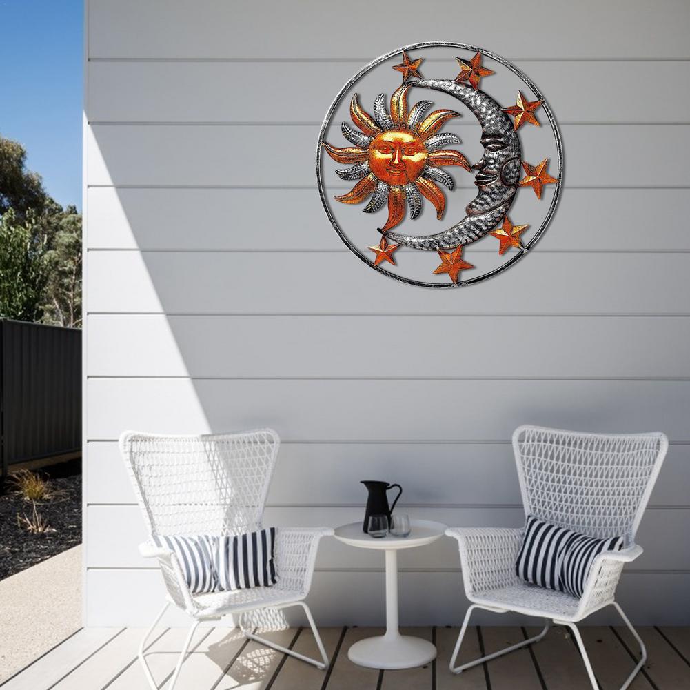 Metal Sun Moon Wall Sculpture Celestial Icons of A... – Grandado
