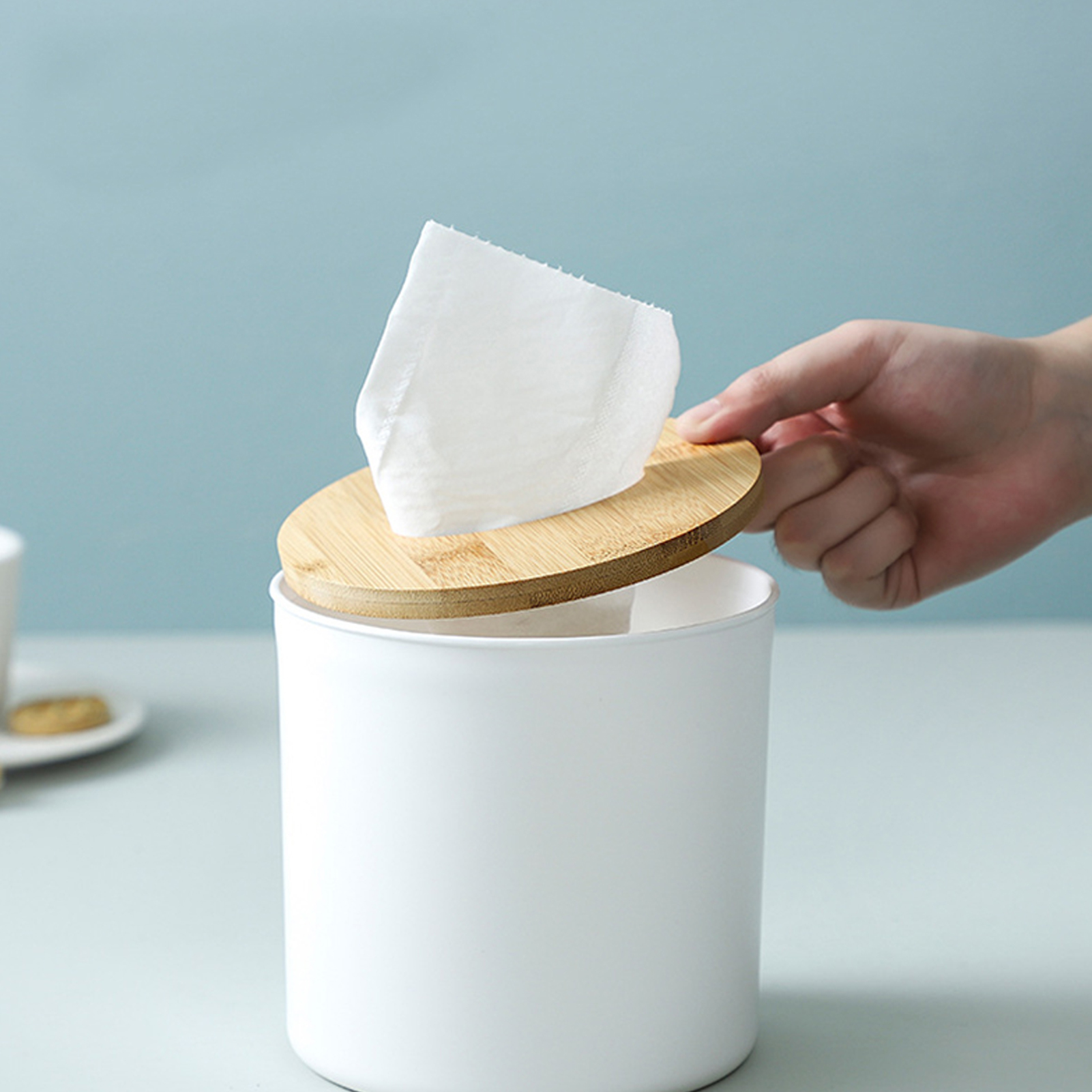 Round Bamboo Cover Tissue Box Modern Brief Toilet ... – Vicedeal