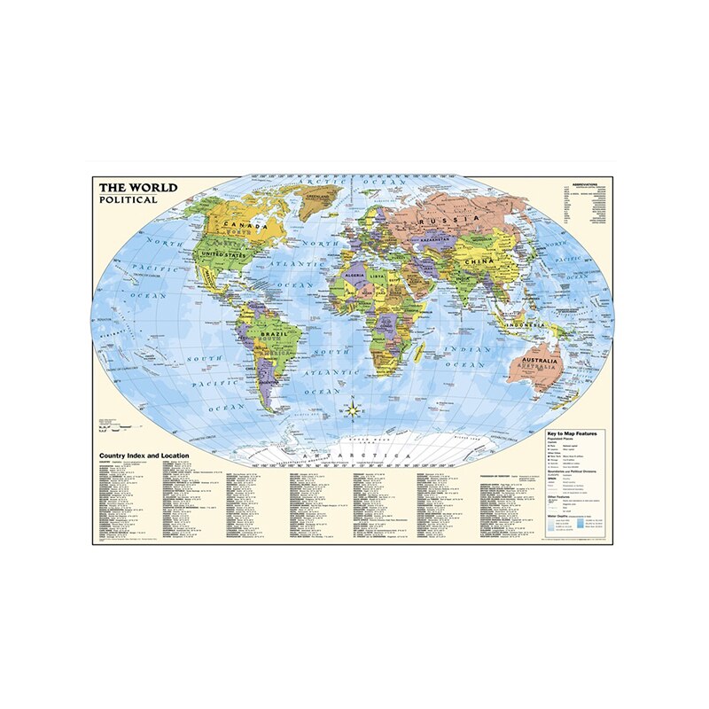 24 x 36 tommer det politiske verdenskort med lande... – Vicedeal