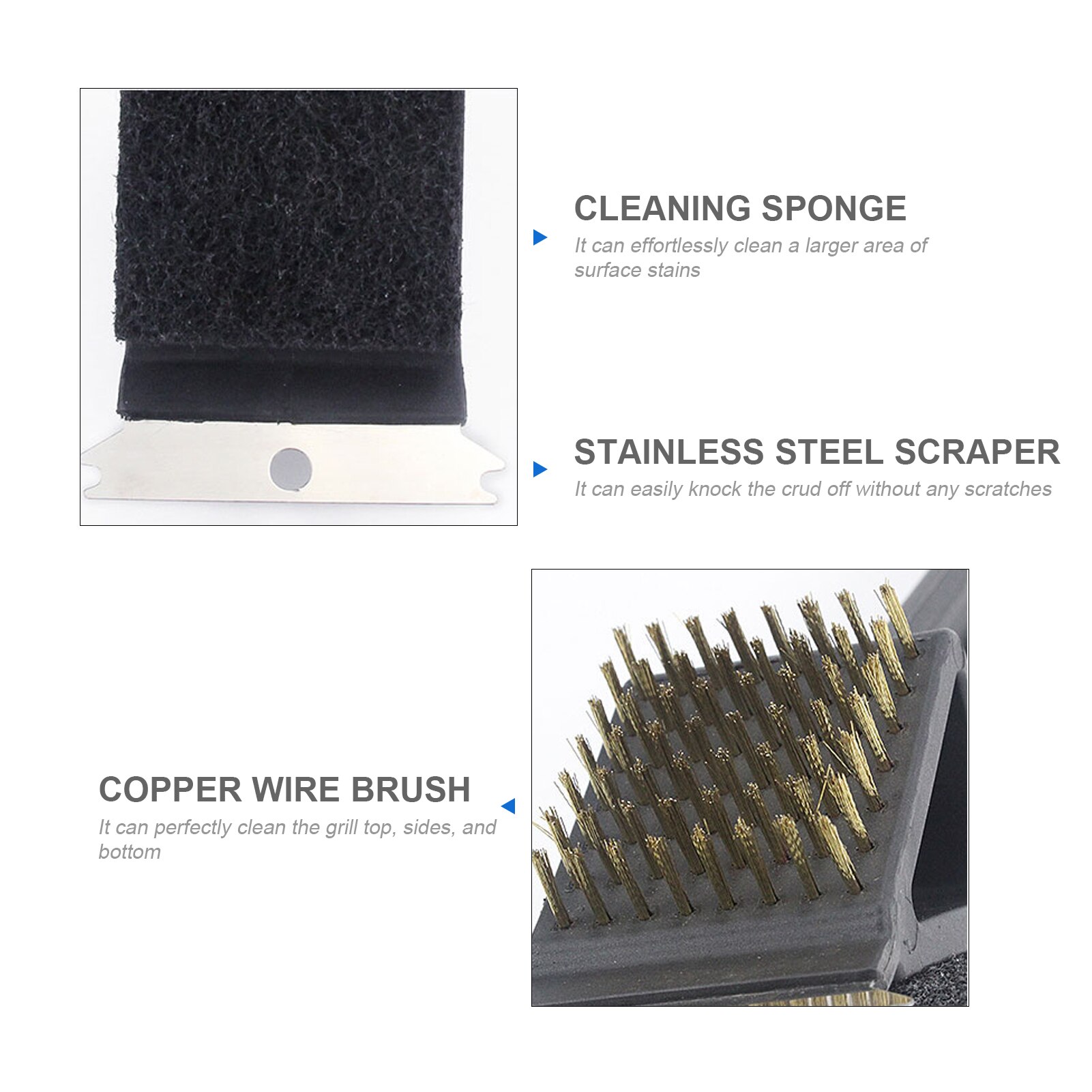 3 in 1 Grill Cleaning Brush Scraper Sponge BBQ Cle... – Grandado
