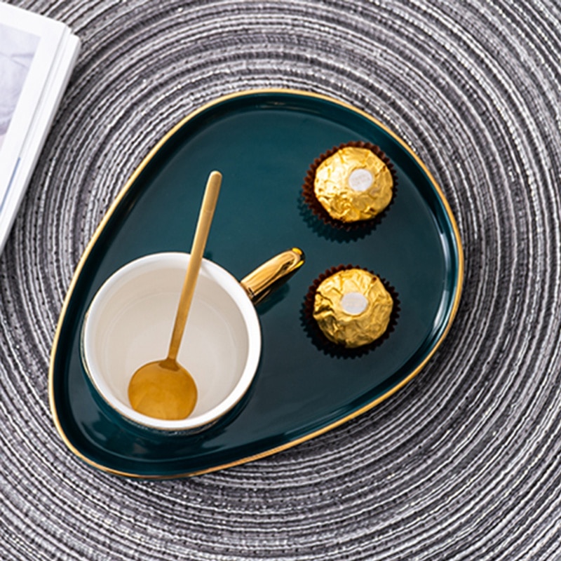 Japanese Style Luxury Ceramic Cup with Plate Gold ... – Vicedeal
