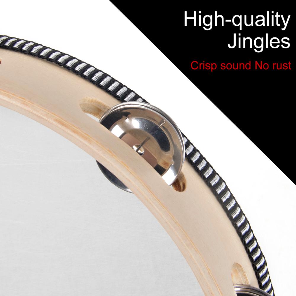 Kmise Tambourine 10 inch Hand Held Drum Metal Jing... – Grandado