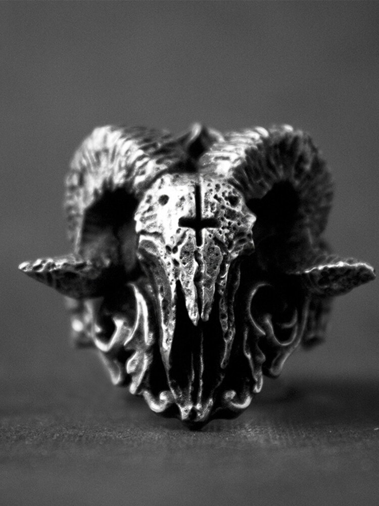 Punk Gothic Devil Devil Skull Ring Men's Stainless... – Grandado