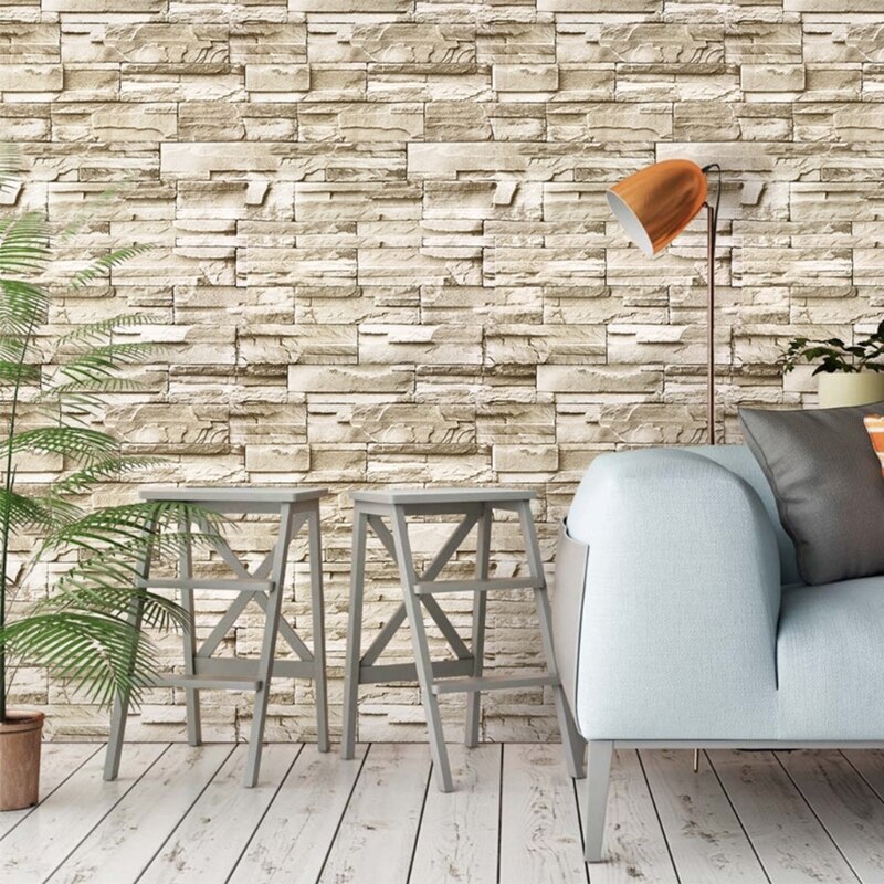 Rock Wallpaper-Stacked Stone Wallpaper-Faux Brick ... – Grandado