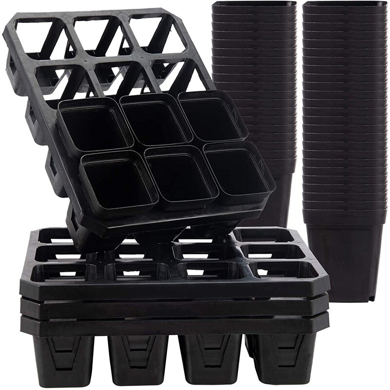4 Trays and 50 Seedling Trays-12-Unit Garden Water... – Grandado