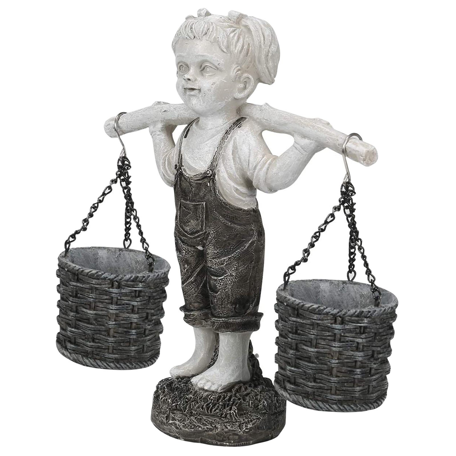 Courtyard Art Little Girl Giving Flowers Garden St... – Grandado