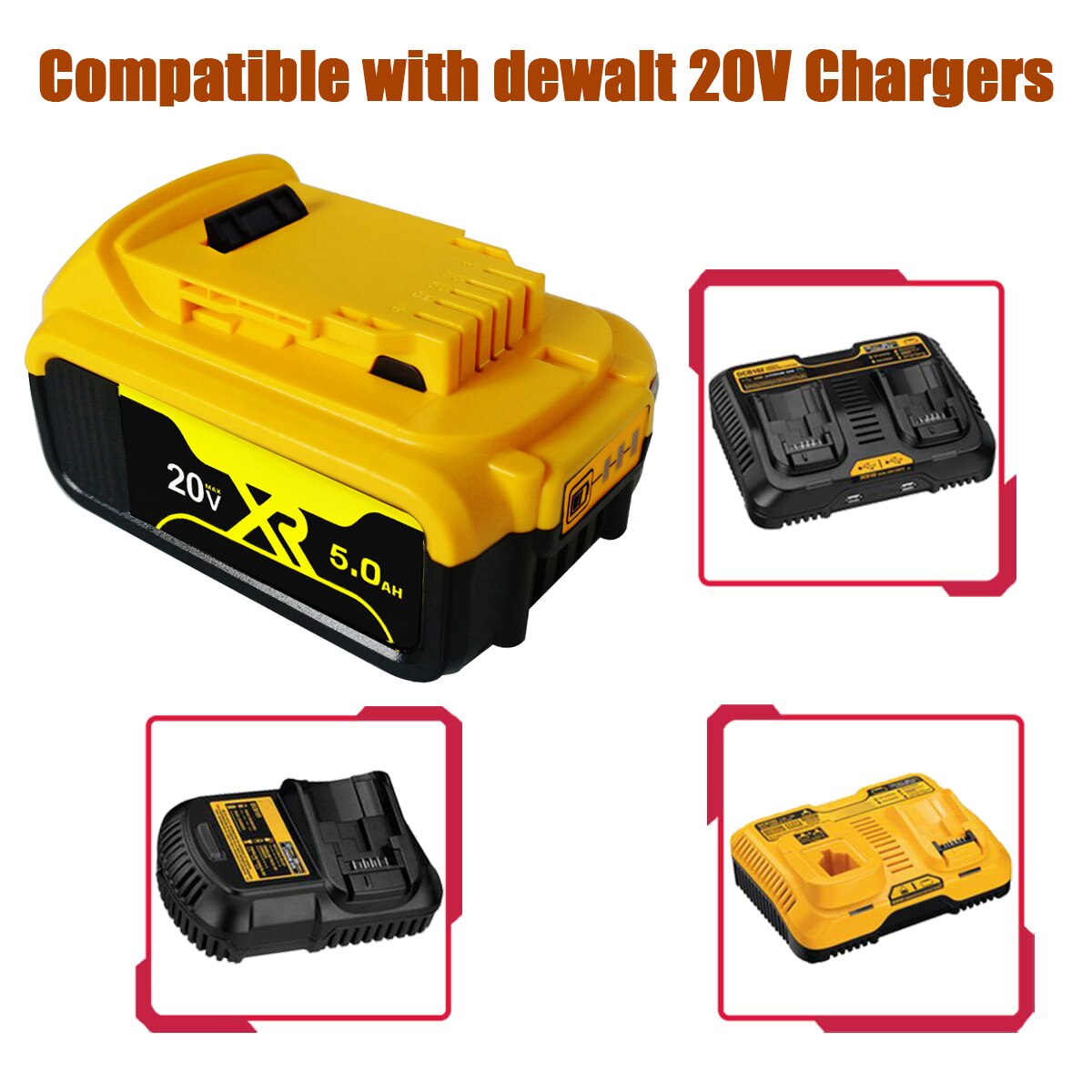 20V 4.0Ah 5.0Ah 6.0Ah XR MAX Li-ion Rechargeable B... – Grandado