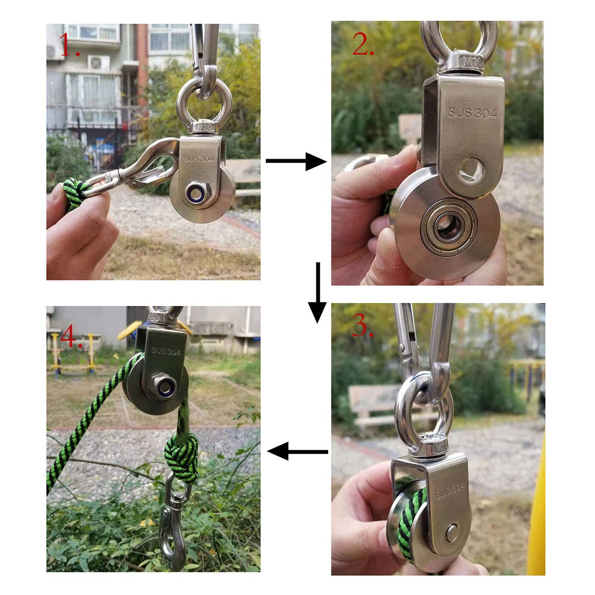 U Type Swivel Pulley 304 Stainless Steel Duplex Be... – Grandado