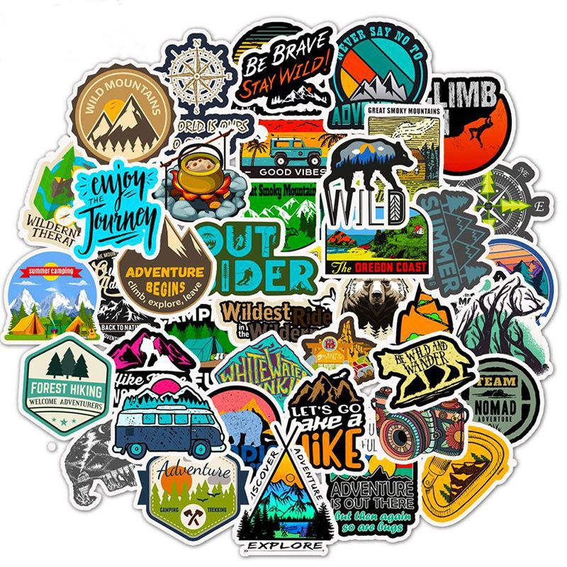 50 PCS Camping Travel Stickers Adventure Outdoor L... – Grandado
