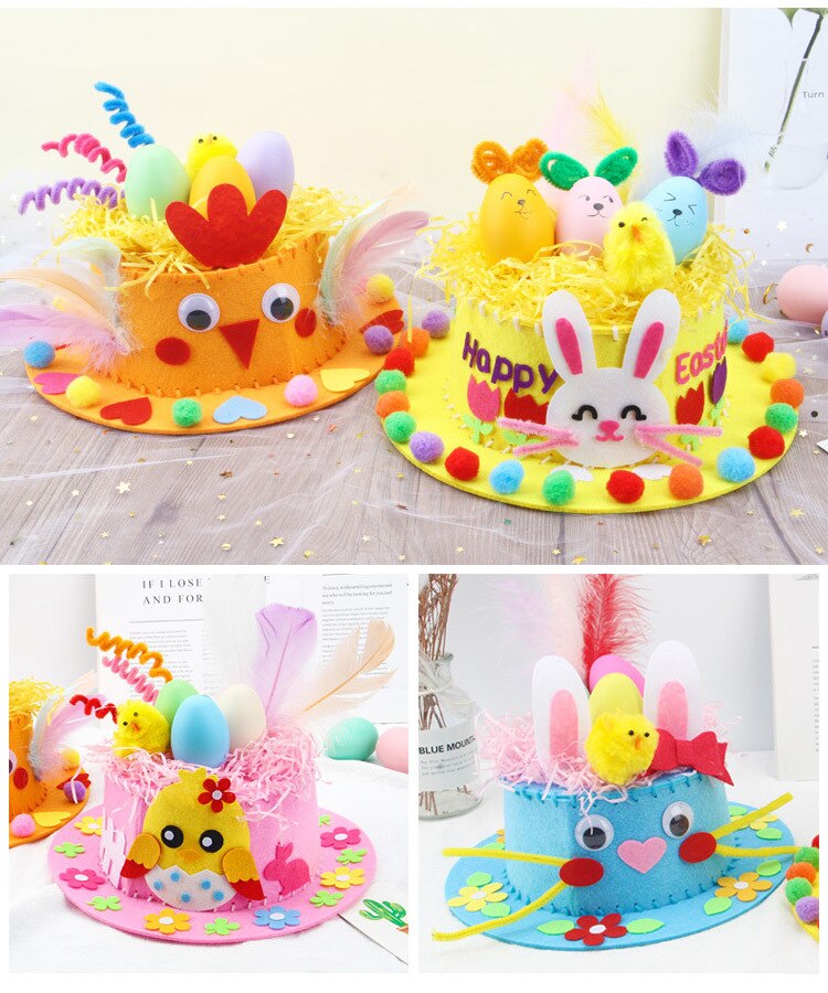 Happy Easter Children Handmade DIY Decoration Hat ... – Vicedeal