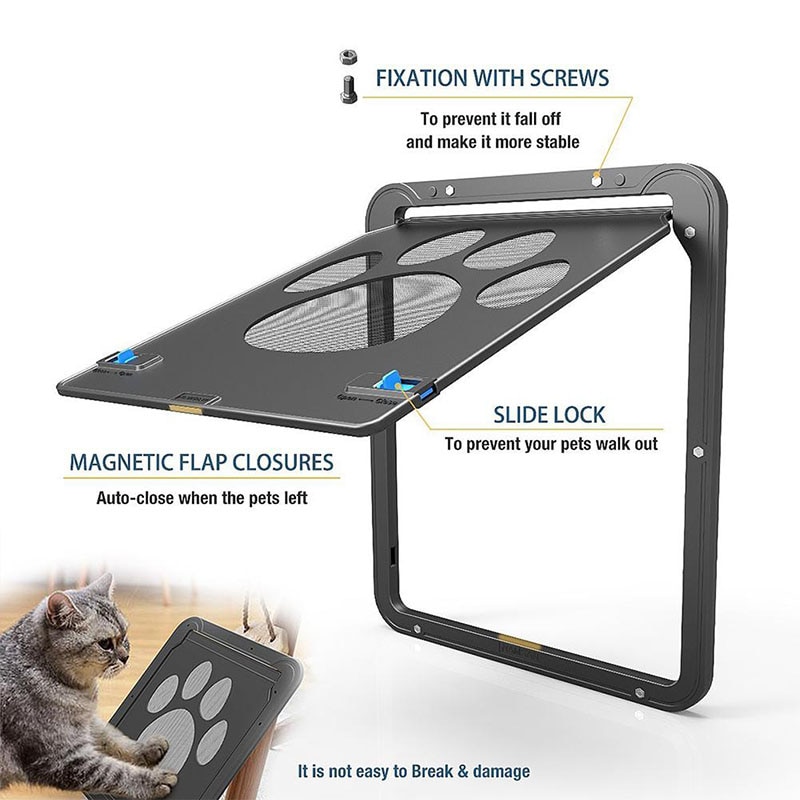 Lockable cat dog Flap Door Innovative Gauze Safe M... – Grandado