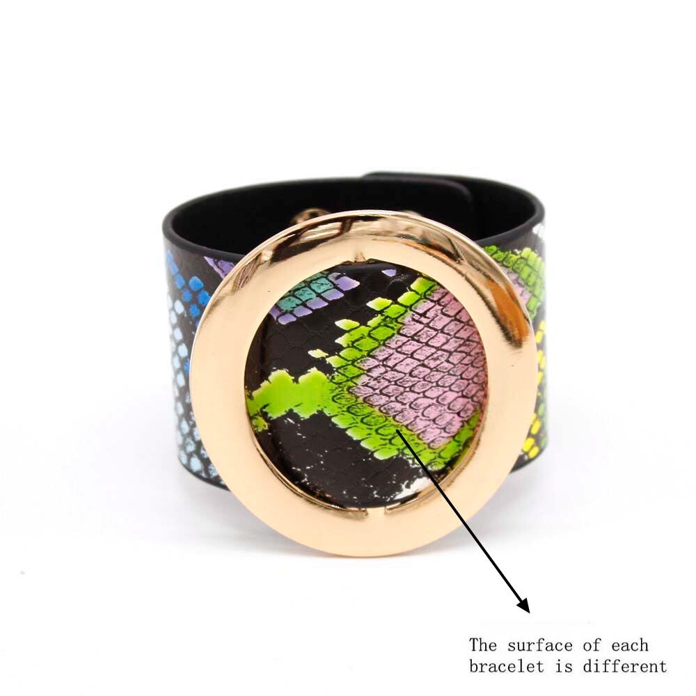 Mode Brindle Breed Grote Cirkel Lederen Armband Vo... – Grandado