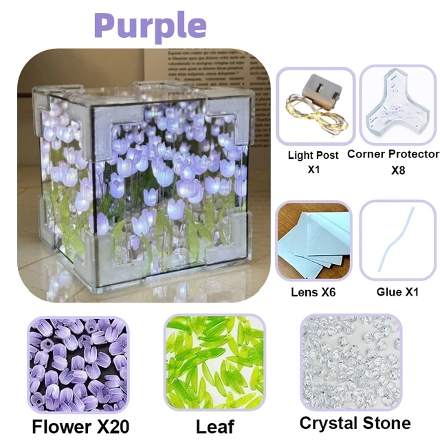 Diy Tulip Mirror Cube Lamp Simulation Flower Bedro Vicedeal