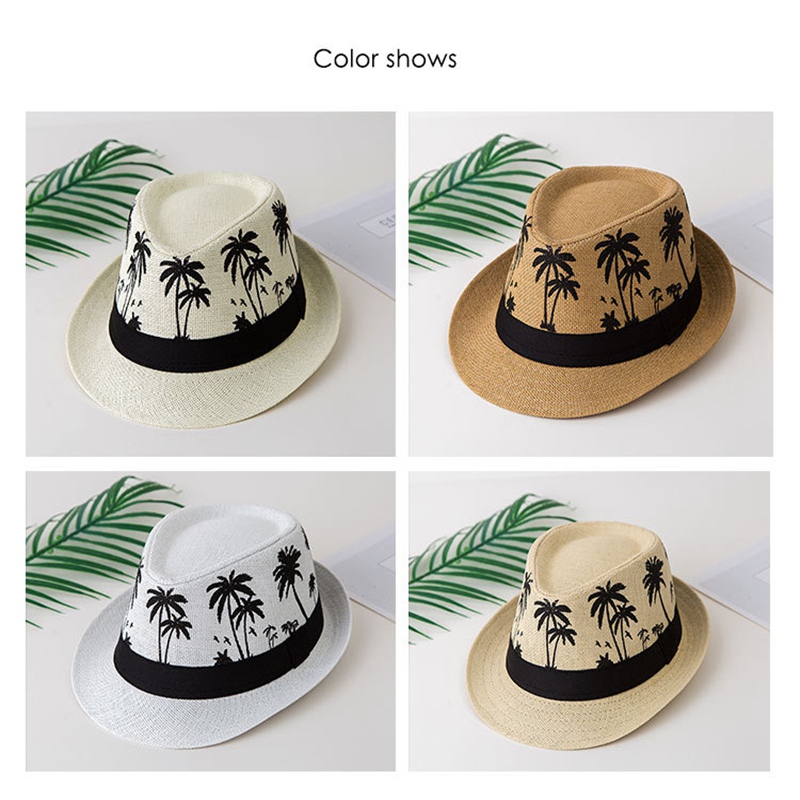 Palm Tree Sun Protection Unisex Short Brim Straw H... – Vicedeal