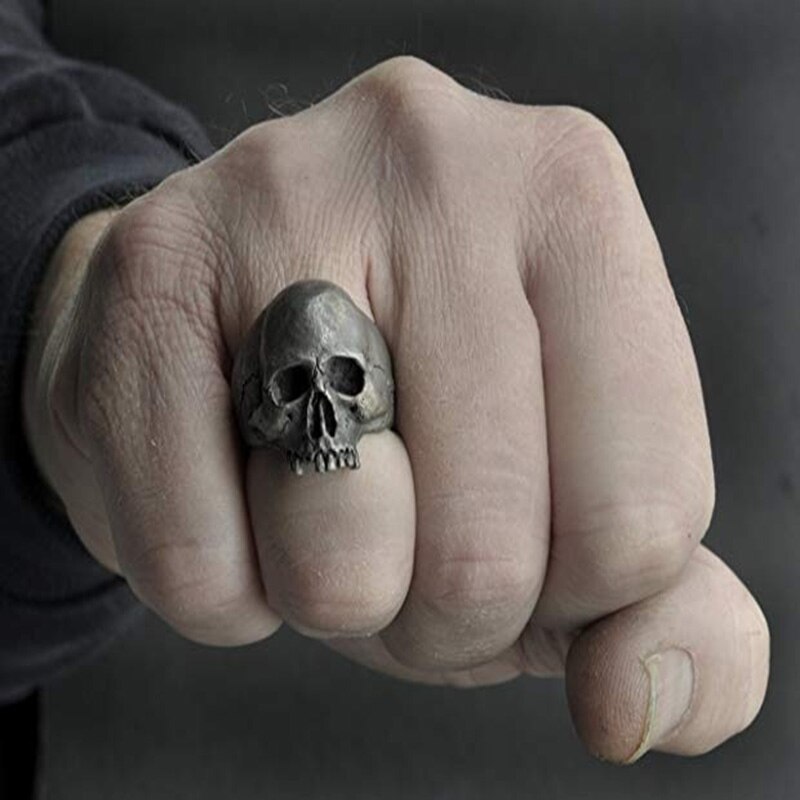 Gothic Rock Skull Ring Band Schedel Vintage Punk M... – Grandado