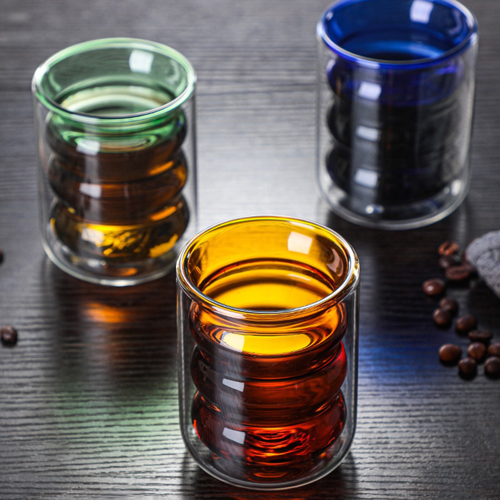 200ml Colored Thread Coffee Glass Cup Double Wall ... – Vicedeal