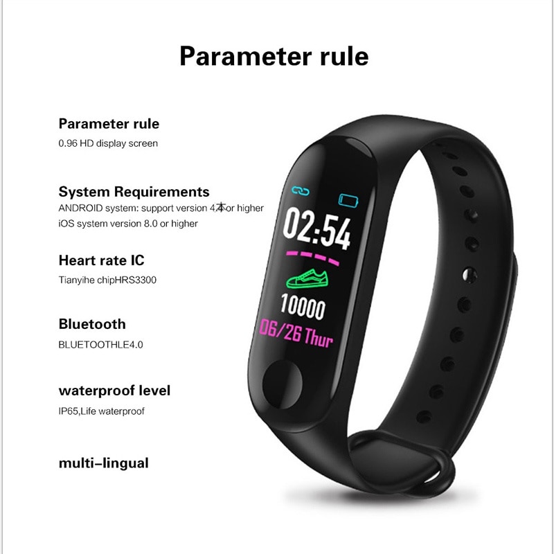 M3 Smart Horloge Smart Band Hartslagmeter Bloeddru... – Grandado