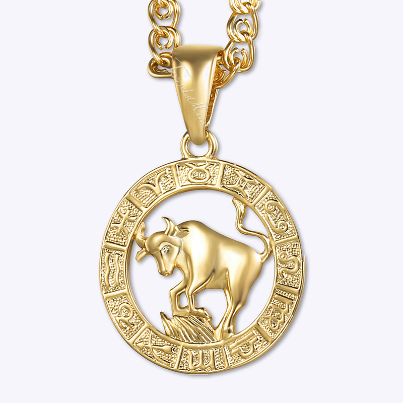 Womens Taurus Pendant Necklace Gold Zodiac Sign Co... – Grandado