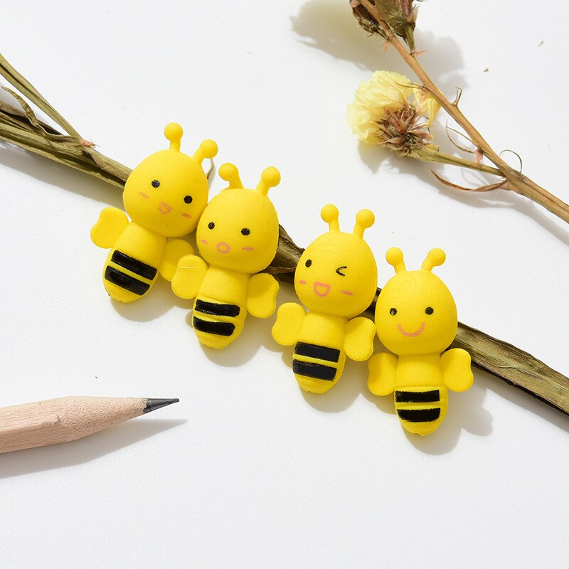 4Pcs/Pack Cute Mini Animal Little Yellow Bee Erase... – Grandado