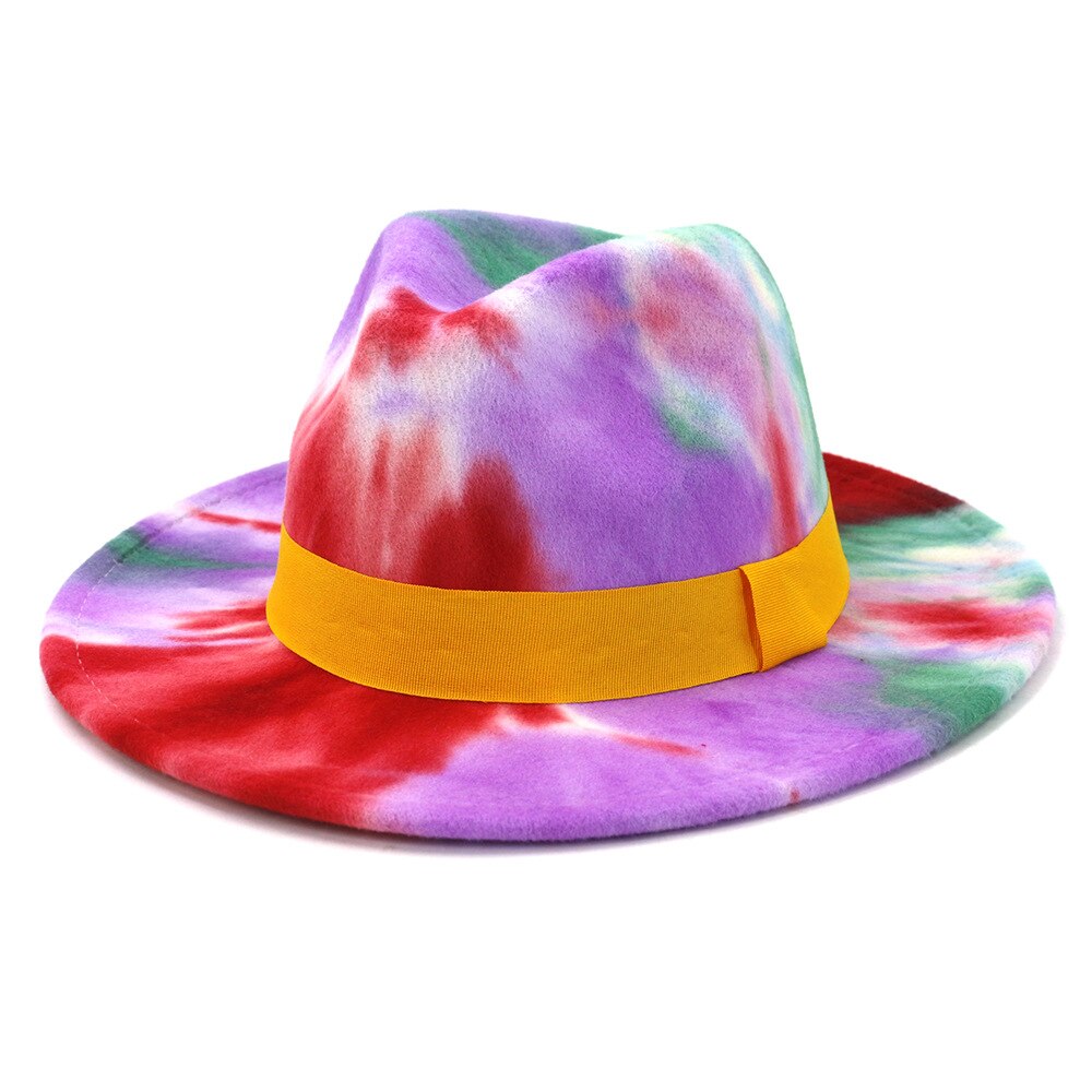 QBHAT Flat Brim Jazz Felt Hat Trendy Lady Colorful... – Grandado