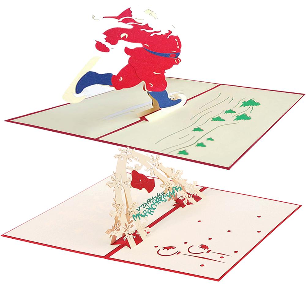 2pcs Santa Cards Christmas Greeting Cards 3D Pop U... – Grandado