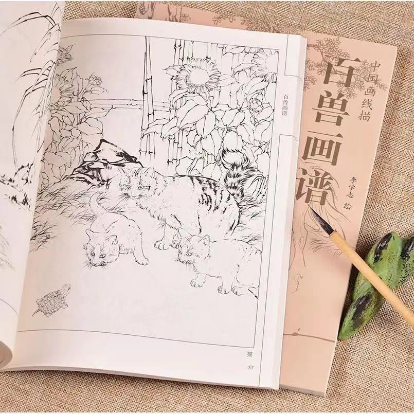 Chinese Bai Miao Painting Manuscript Brush Pen Pai... – Grandado