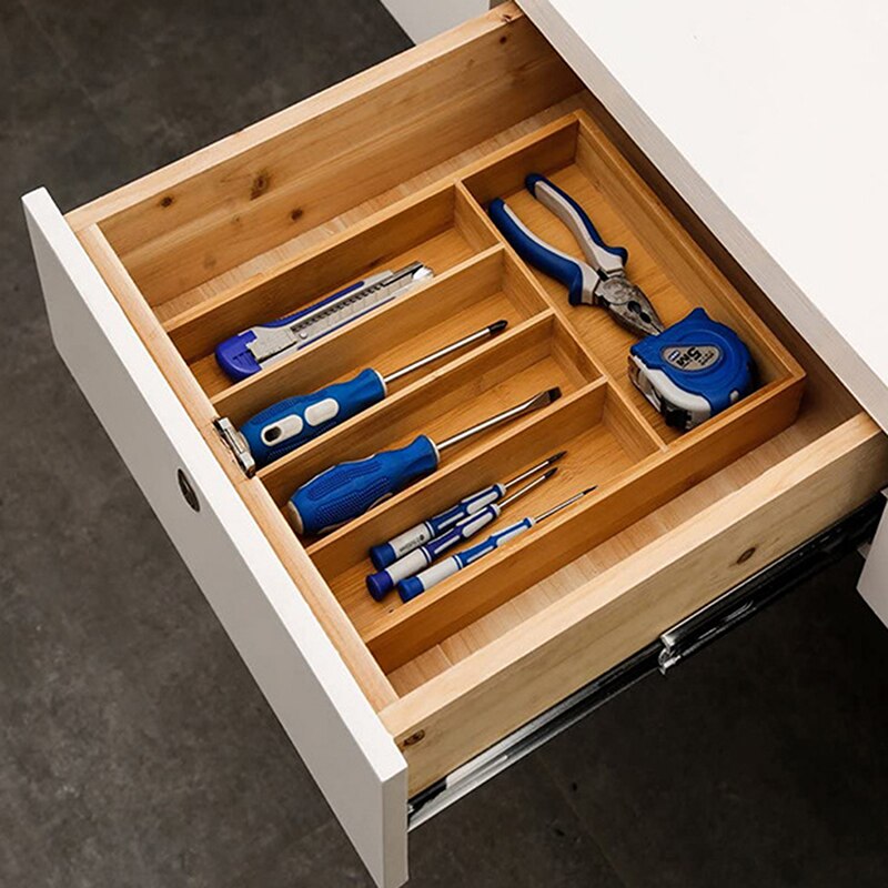 Bamboo Cutlery Drawer Partitioned Drawer Type Orga... – Grandado