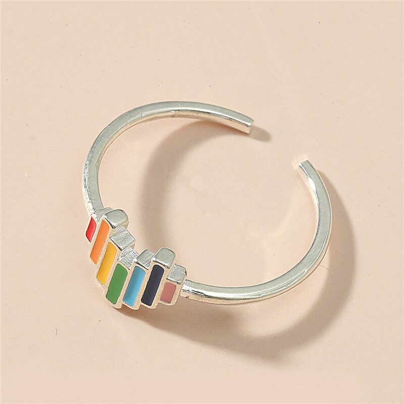 LGBT Rainbow Heart Rings For Women Men Open Cuff L... – Grandado