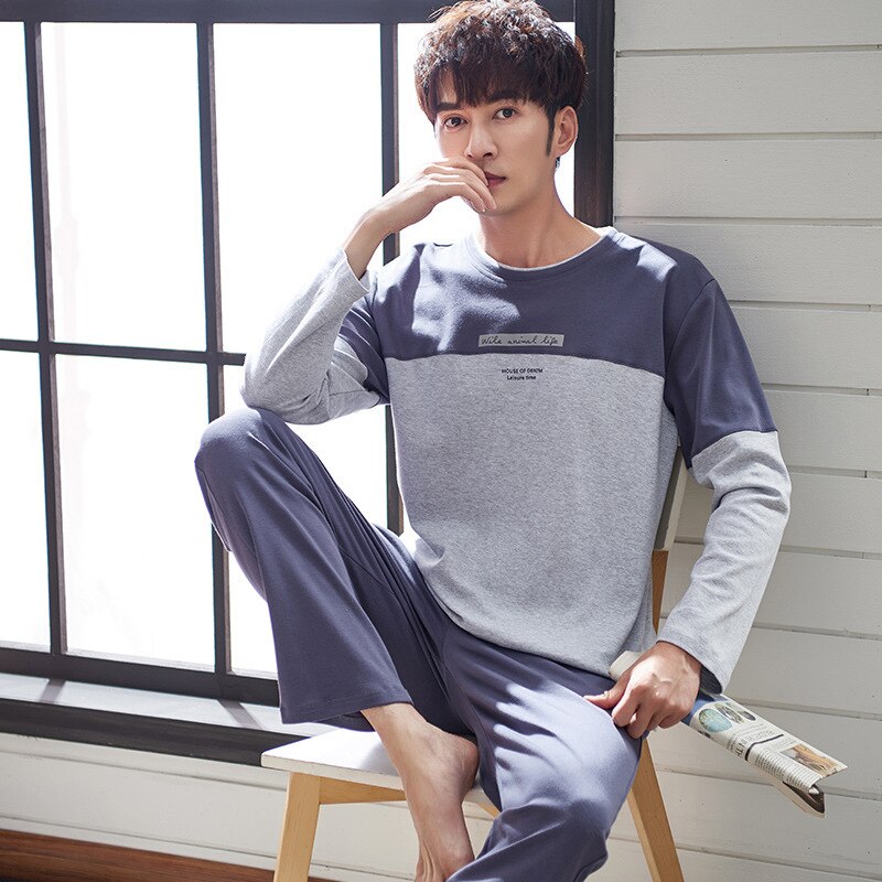 Winter Cotton pajamas for men Letter Sleepwear pyj... – Grandado