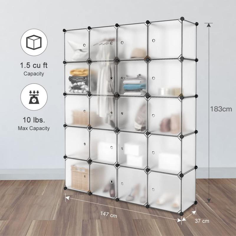 5-layer 20 Compartments Assembled Plastic Wardrobe... – Grandado