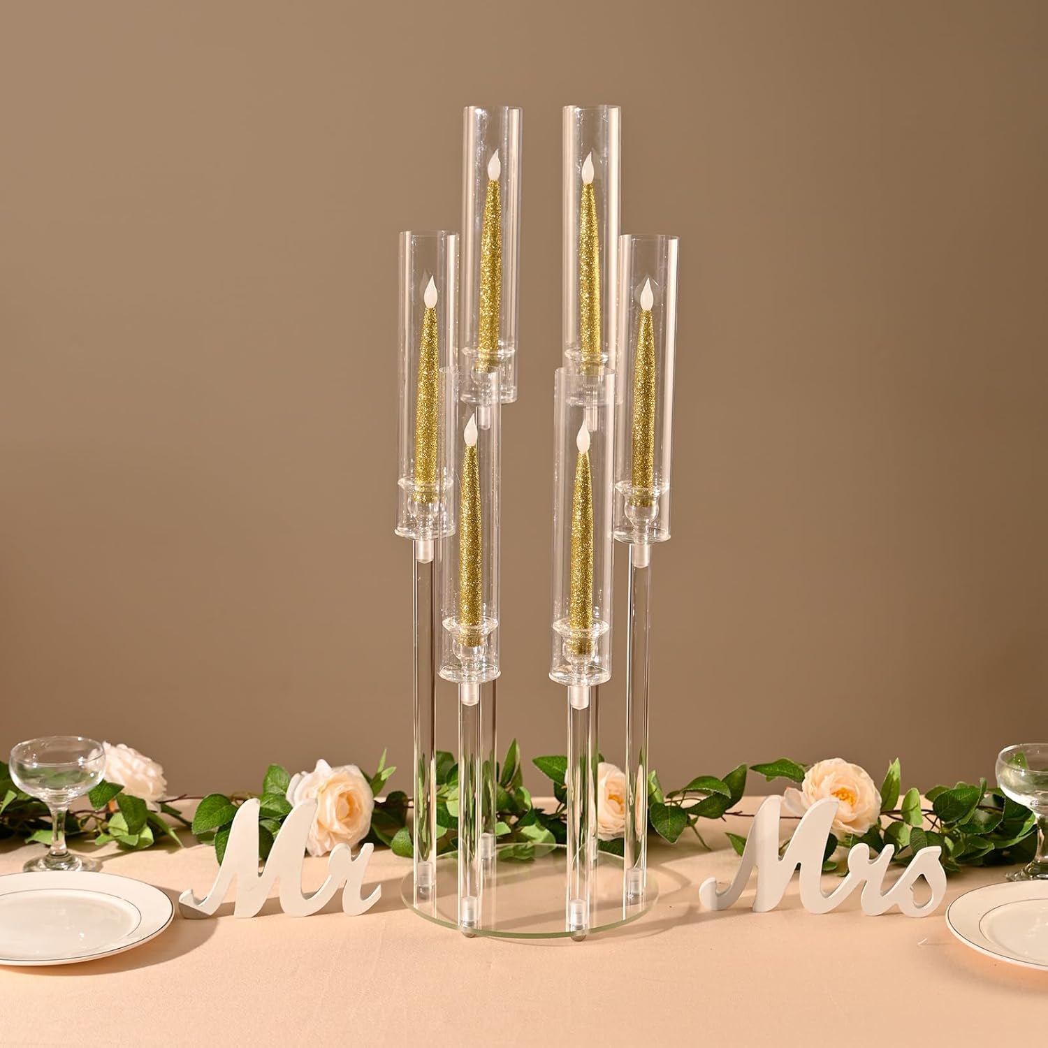 Acrylic 6 Arm Candelabra, Taper Candle Holders for... – Grandado