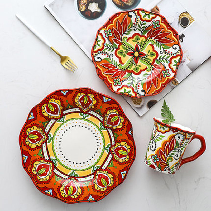 FANCITY Bohemian Hand-painted Ceramic Tableware We... – Vicedeal