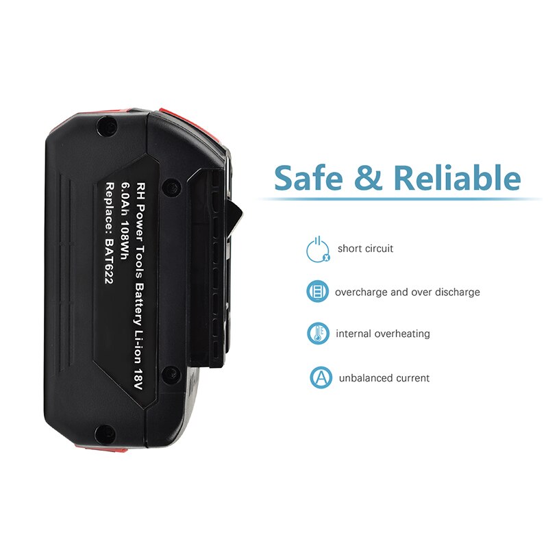 18V 6000mAh Replacement BAT609 Battery for Bosch C... – Grandado