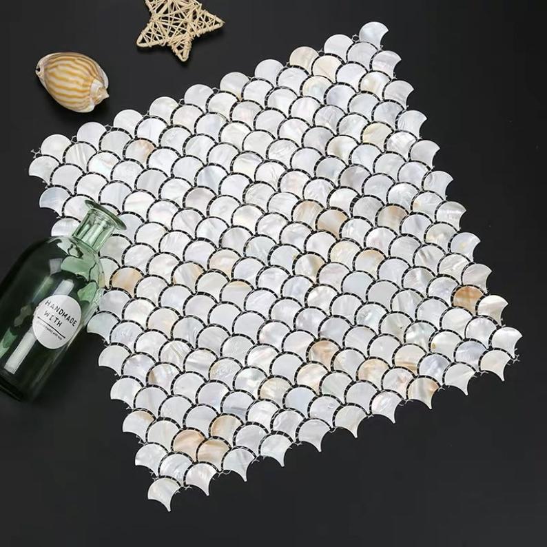 2mm Thickness Fish Scale Shell Mosaic Tile Nature ... – Vicedeal