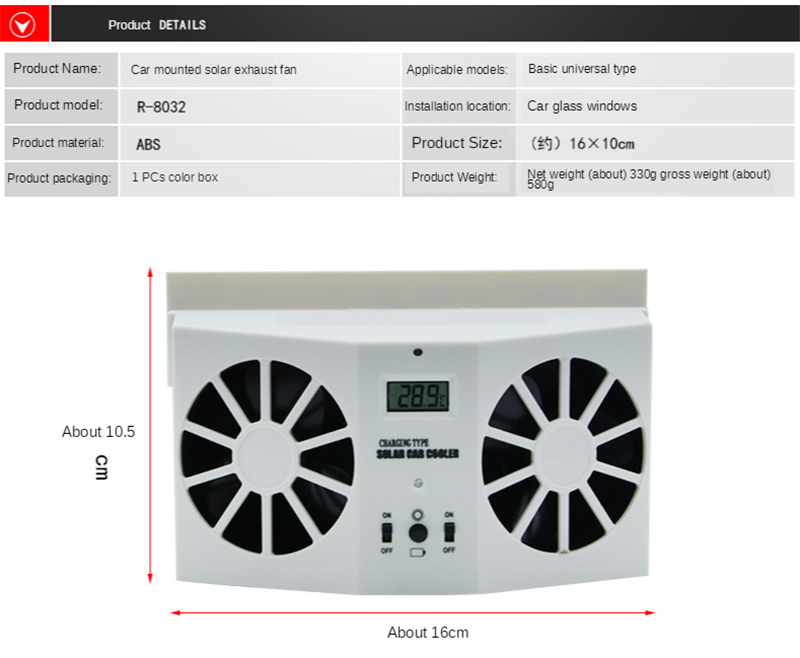 Solar Car Ventilation Fan Dual-Vent Car Exhaust Fa... – Grandado