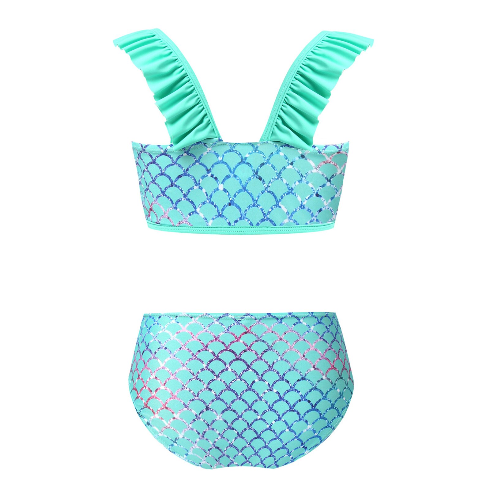 Little Girls Two Pieces Swimwear Green Fish Scales... – Grandado