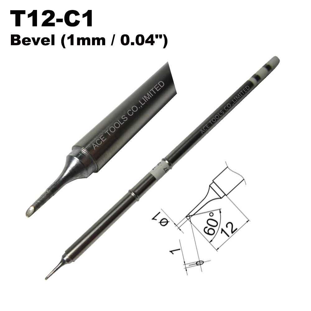 T12-C1 Bevel 1mm Soldering Tip for HAKKO FX-951 FX... – Grandado