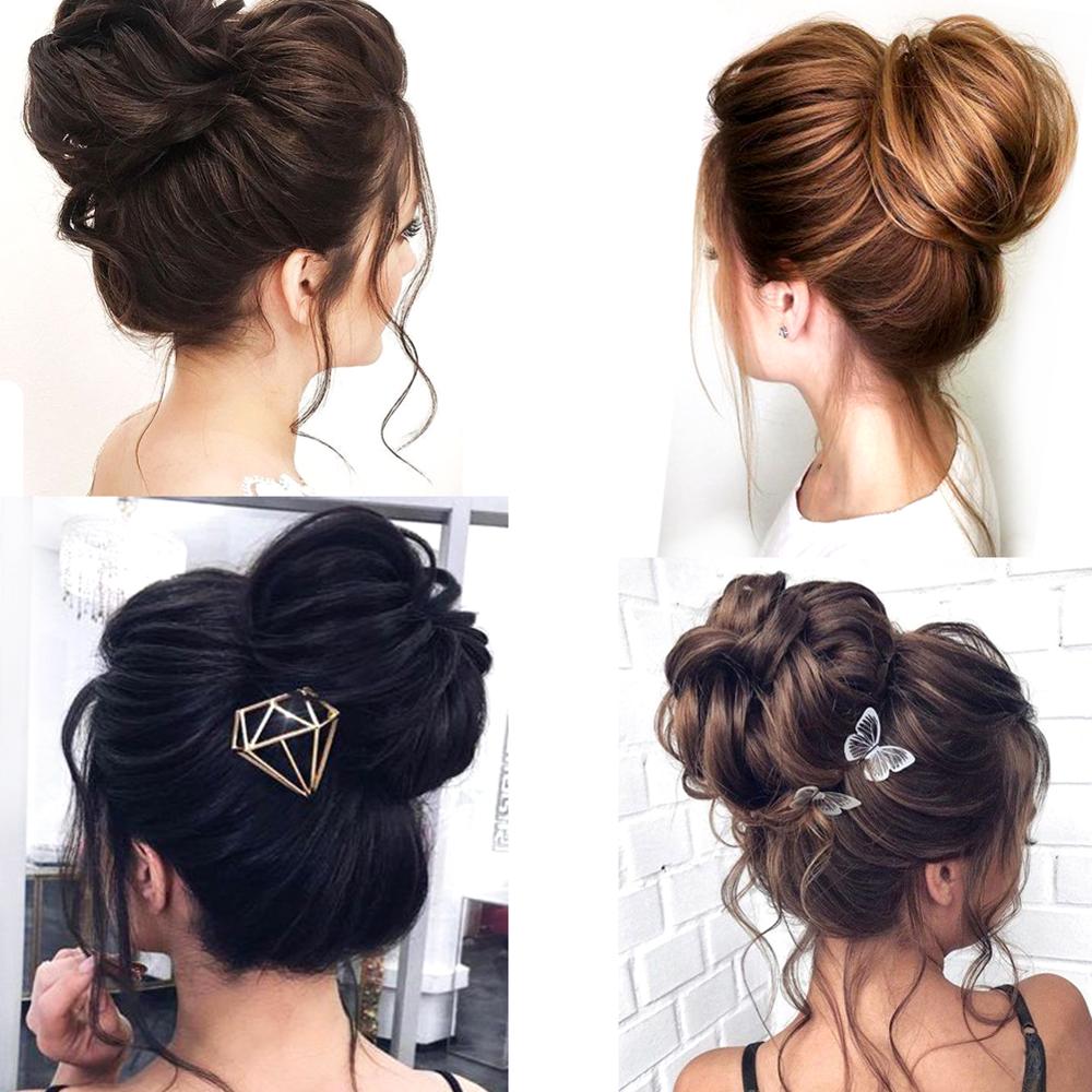 Lanyi syntetisk hår chignons elastisk scrunchie ex... – Vicedeal