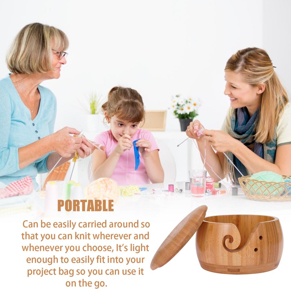 Wooden Yarn Bowl Knitting Bowl Knitting Wool Holde... – Vicedeal