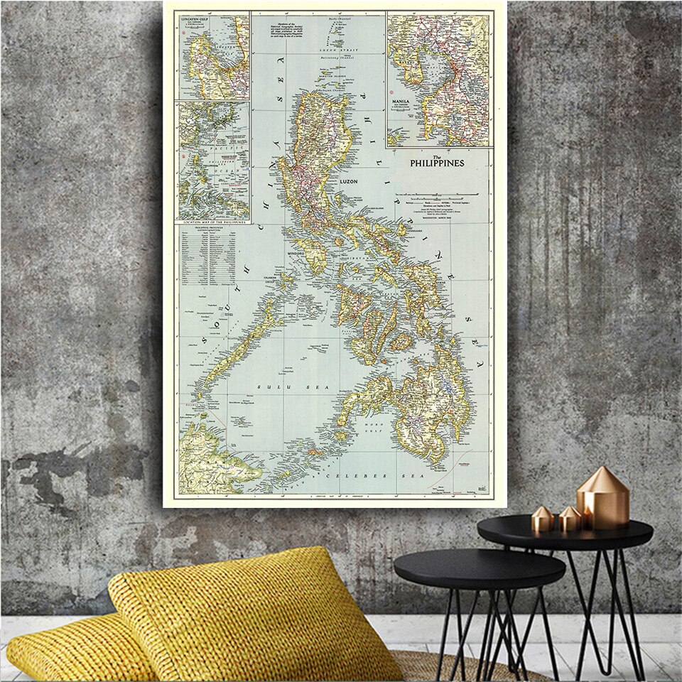 150*225cm The Vintage Philippines Map (1945) Detai... – Grandado