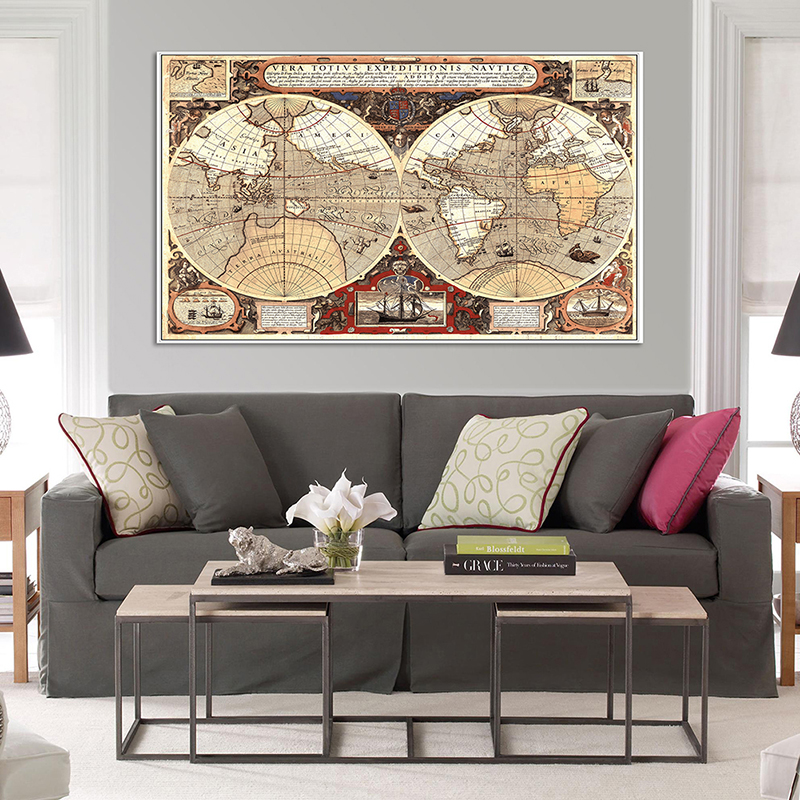 150*90cm The World Map Poster Non-woven Canvas Pai... – Grandado