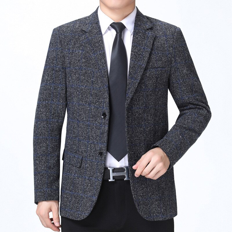 Homens blazer outono negócios solto xadrez terno j... – Vicedeal