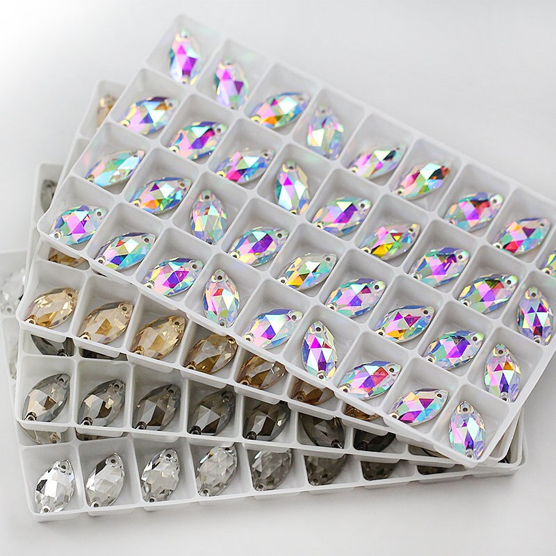 AAAAA 4 Sizes Boutique Navette Shape Crystal Sew O... – Grandado