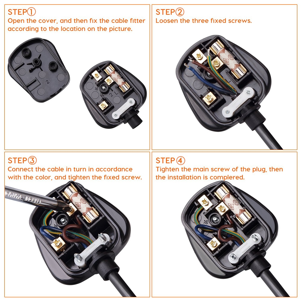 Rdxone UK 3 Pin 13A Plugs Grounded 250V British ma... – Grandado