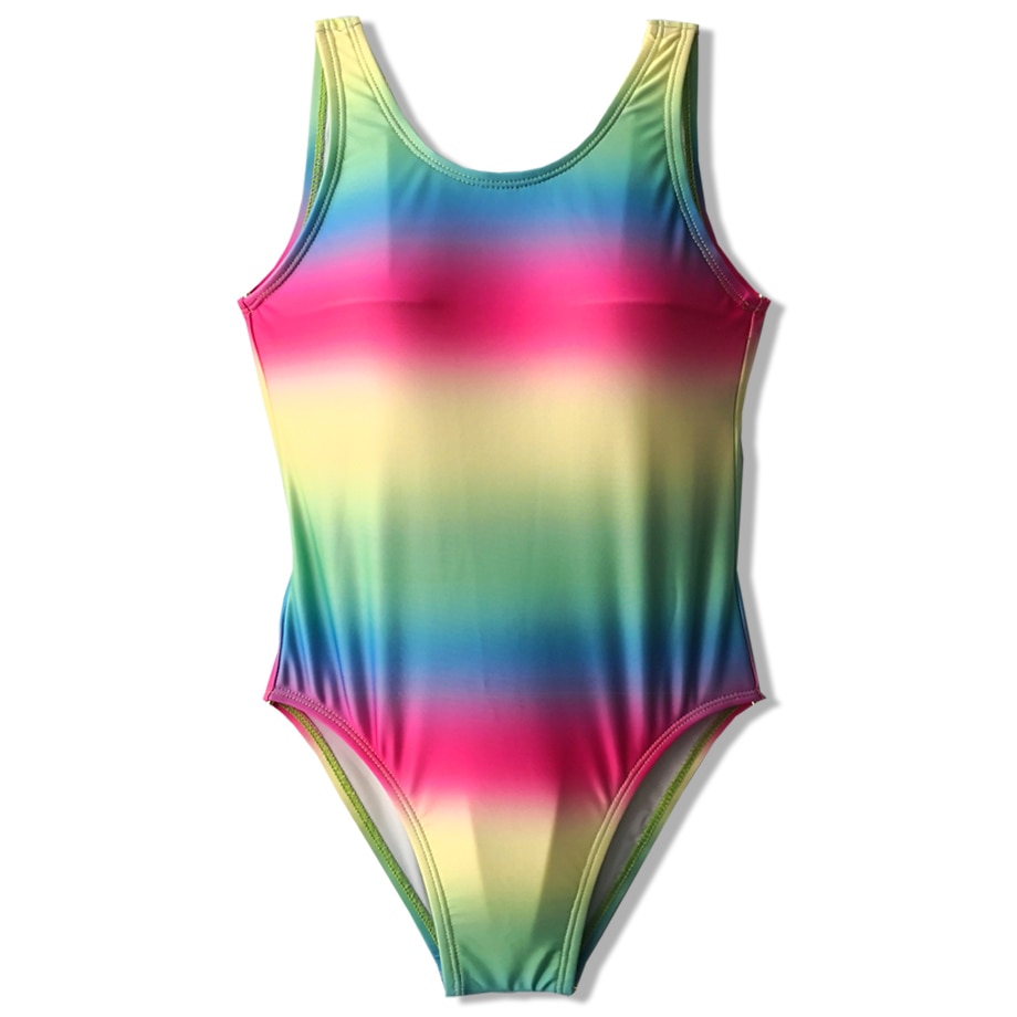 Striped Girl One Piece Swimsuit Kids Swimwear 4-14... – Grandado