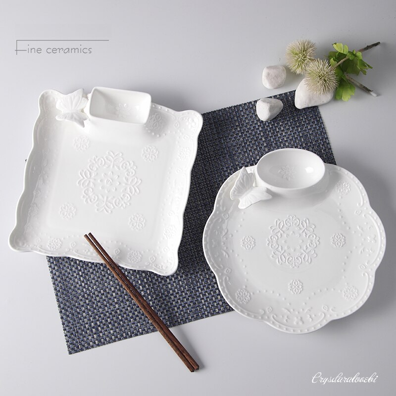 10inch, White Embossed Porcelain Party Plates for ... – Vicedeal