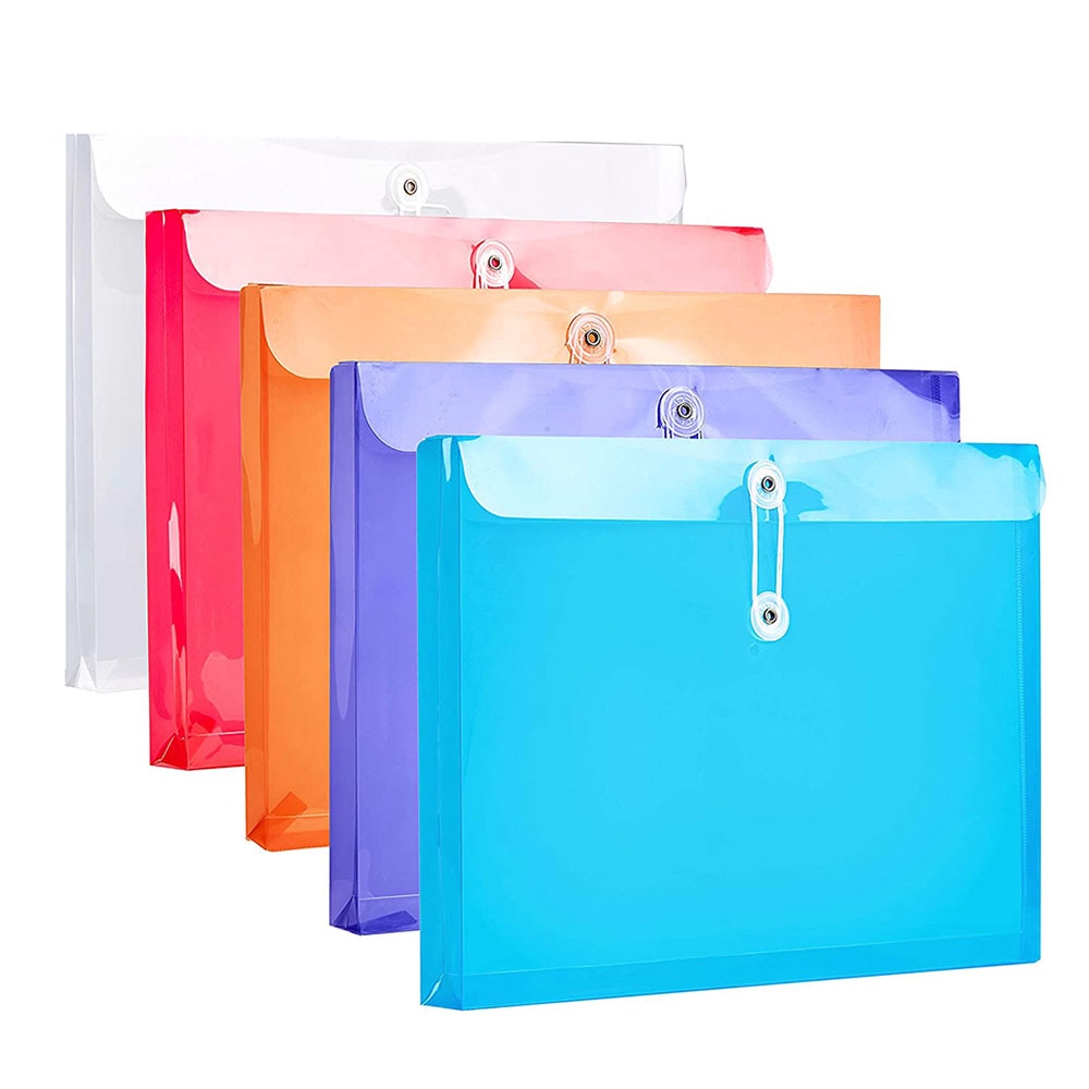 5pcs A4 Poly Envelope with String Closure Clear Re... – Grandado