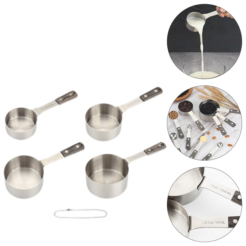 4 Pcs 1 Set Tragen-beständig Messbecher Mit Holz G... – Grandado