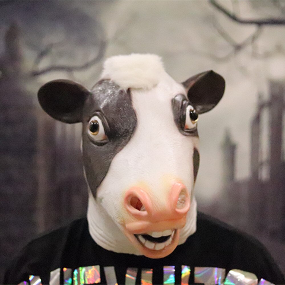 Halloween scary cow mask animal latex party fun fu... – Grandado